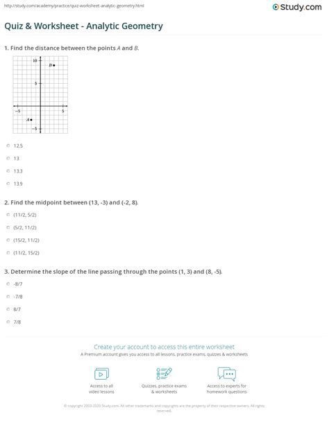 Answers To Math Exercises And Math Problems Analytic Geometry Of Worksheets Library
