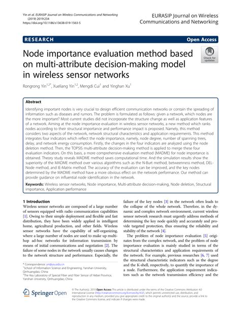 Pdf Node Importance Evaluation Method Based On Multi Attribute