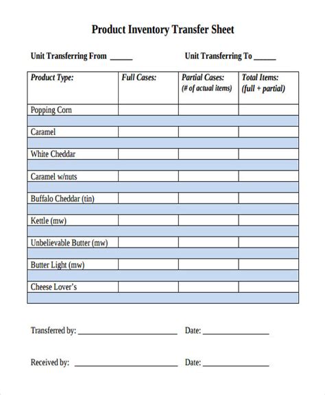 Printable Inventory Transfer Form Printable Forms Free Online