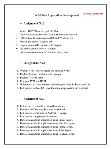 mad assignmentss pdf android operating system software engineering
