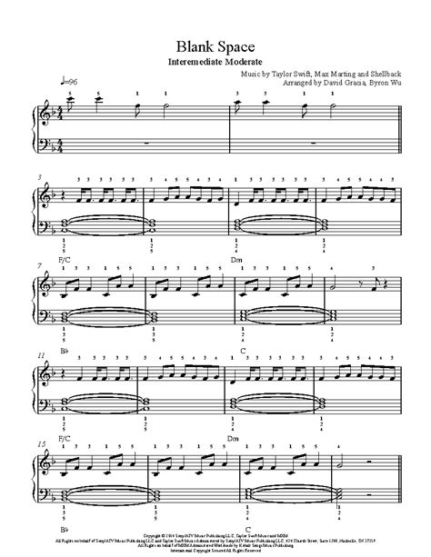 Blank Space By Taylor Swift Sheet Music And Lesson Intermediate Level