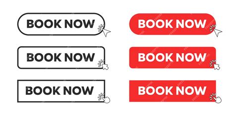 Premium Vector Book Now Button In Red Rectangle And Outline Style