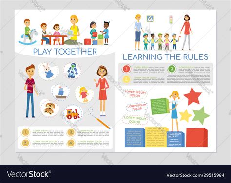 Kindergarten Class And Students Colorful Vector Image