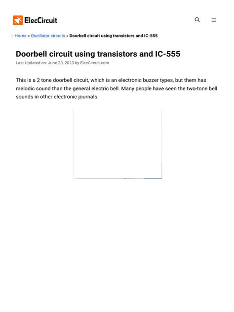 Doorbell Circuit Using Transistors And Ic 555 Pdf Electronic