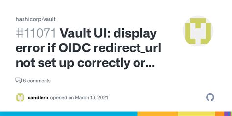 Vault Ui Display Error If Oidc Redirecturl Not Set Up Correctly Or