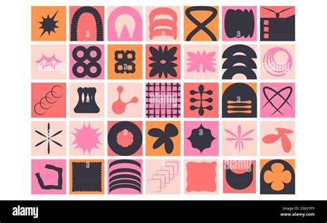 Geometric Modular Shapes Set Square Blocks Abstract Brutalist Elements