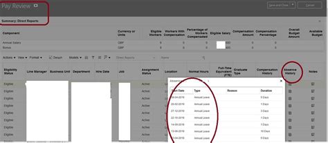 Restricted Absence Type Under Absence History On Pay Review Worksheet — Cloud Customer Connect