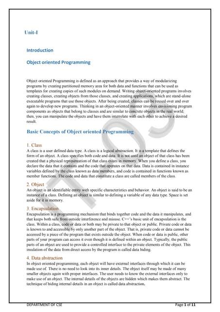 Object Oriented Programming In C Introduction Lecture 1pptx Programming Languages Computing