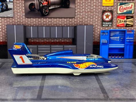 Loose Hot Wheels Hydroplane Jet Boat 1995 Blue And White Hot Wheels Etsy
