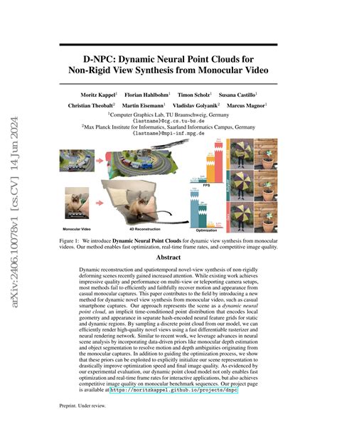 D Npc Dynamic Neural Point Clouds For Non Rigid View Synthesis From Monocular Video 智源社区论文