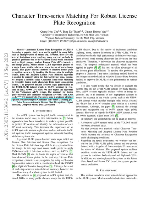 Character Time Series Matching For Robust License Pdf Optical Character Recognition Computing