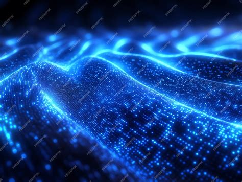 Abstract Binary Code Matrix With Glowing Blue Lights And Particle