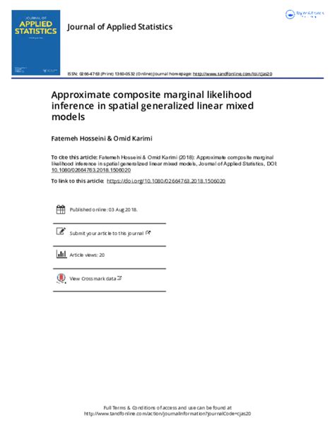Pdf Approximate Composite Marginal Likelihood Inference In Spatial Generalized Linear Mixed Models