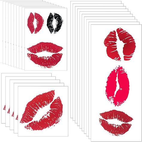 1mo Finance 25 Sheets 65pcs Red Lips Temporary Tattoo Stickers