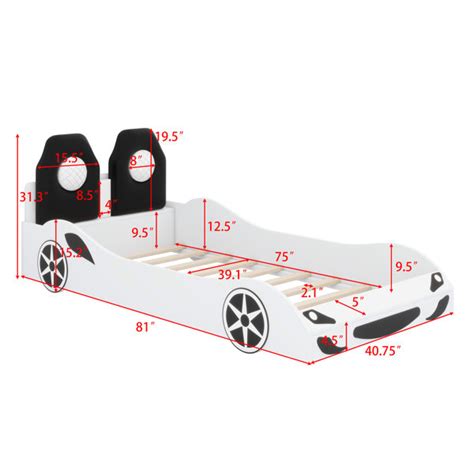 Trinx Race Car Shaped Platform Bed With Led And Upholstered Backrest Wayfair