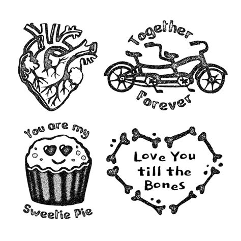 실루엣 사랑 스티커 컬렉션 무료 벡터