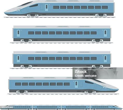 블루 고속 열차 급행 열차에 대한 스톡 벡터 아트 및 기타 이미지 급행 열차 객차 측면 보기 Istock