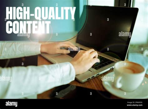 Conceptual Display High Quality Content Word Written On Website Is