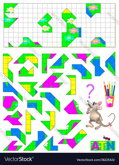 Logic Puzzle Game Need To Find Correct Place Vector Image