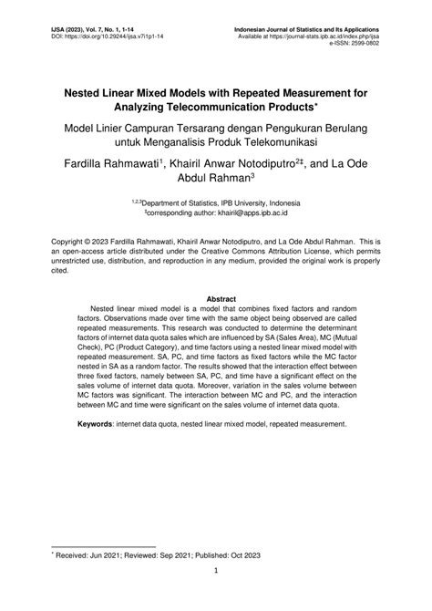 Pdf Nested Linear Mixed Models With Repeated Measurement For