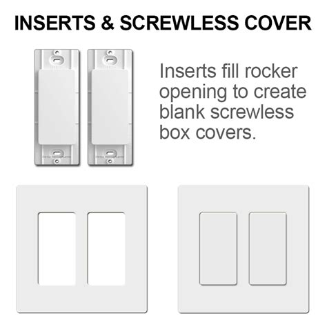 2 Blank Screwless Light Switch Wall Plate Lutron White Plastic