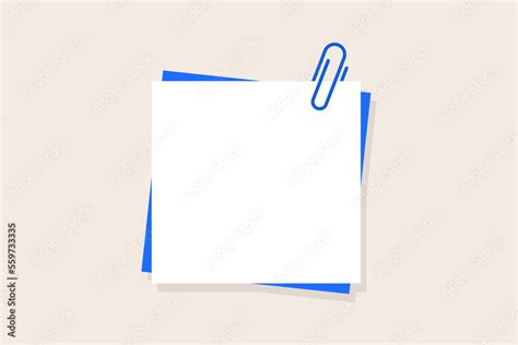 Paper Clip Colorful Sticky Note And Pin Colored Paperclip With Blank Notepaper Isolated On