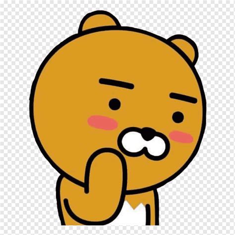 갈색 만화 곰 캐릭터 일러스트 카카오 톡 카카오 프렌즈 스티커 바이 버 달의 얼굴을 저장 웃는 온라인 채팅 주둥이