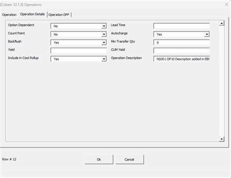 Routing Operations Form