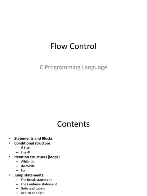 Flow Control C Programming Language Pdf Technology And Engineering