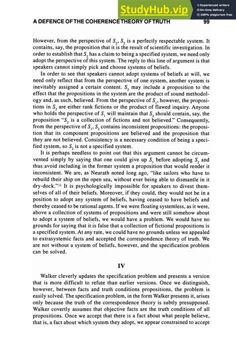 A Defence Of The Coherence Theory Of Truthpdf Physics Science