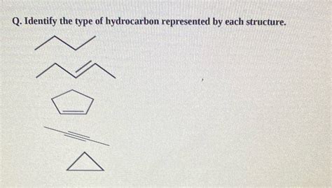 Solved Q Identify The Type Of Hydrocarbon Represented By Each