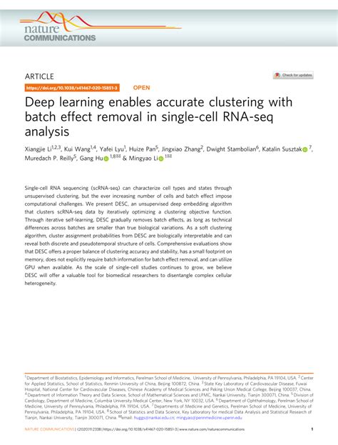 Pdf Deep Learning Enables Accurate Clustering With Batch Effect Removal In Single Cell Rna Seq