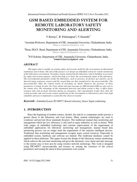 Gsm Based Embedded System For Remote Laboratory Safety Monitoring And