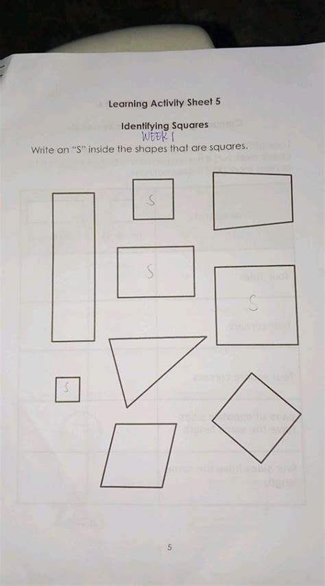 Learning Activity Sheet 5 Identifying Squares StudyX