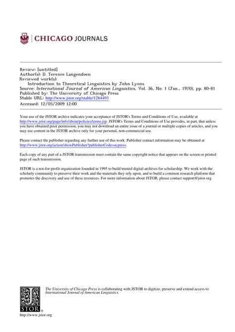 Pdf Review Of Introduction To Theoretical Linguistics By John Lyons
