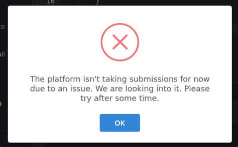 Not Been Able To Submit The Code Says The Platform Isnt Taking