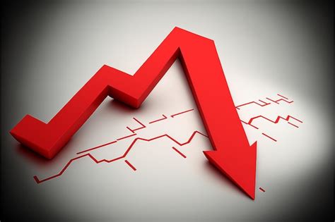 Premium Photo Graph Trending Downwards Red Arrow Pointing Down On