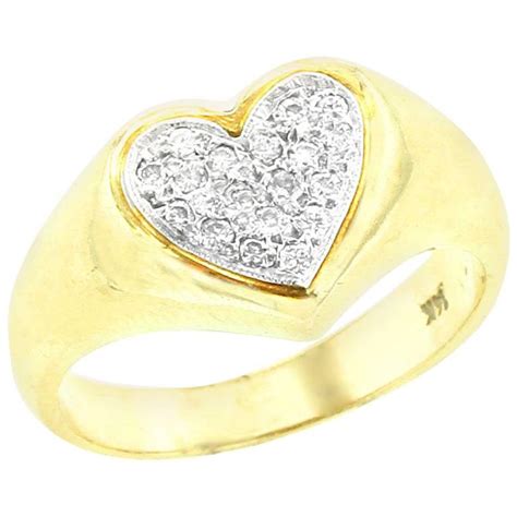 Heart Shape Diamond Ring 14 Karat Yellow Gold At 1stdibs Heart Shape