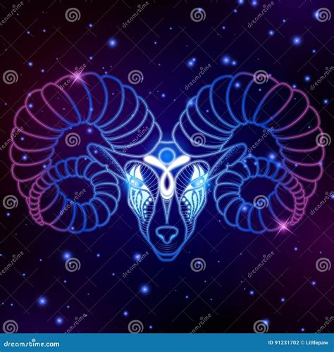 Aries Zodiac Sign Horoscope Symbol Vector Illustration Stock Vector
