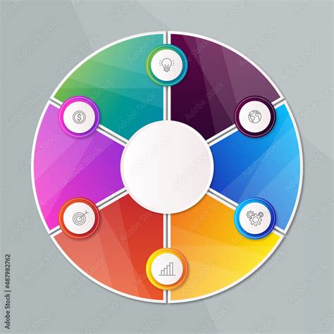 Line Step Infographic 6 Options Workflow Diagram Circle Timeline Number Infograph Process