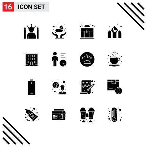 Set Of 16 Vector Solid Glyphs On Grid For Big Kareem Care Asia Case Editable Vector Design