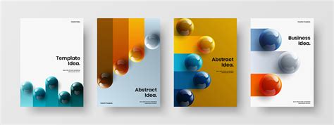 신선한 3d 구 전단지 템플릿 세트 밝은 현수막 벡터 디자인 일러스트 구성 A4 용지에 대한 스톡 벡터 아트 및 기타 이미지 A4 용지 개념 개체 그룹 Istock