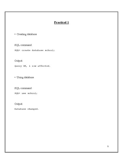 practical 1 creating database pdf information technology
