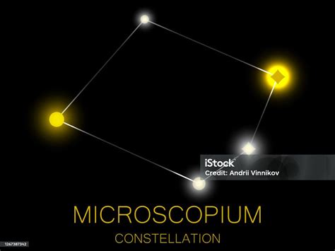 현미경 별자리 밤 하늘에 밝은 노란색 별 깊은 우주 우주에 있는 별의 클러스터 벡터 일러스트레이션 0명에 대한 스톡 벡터 아트