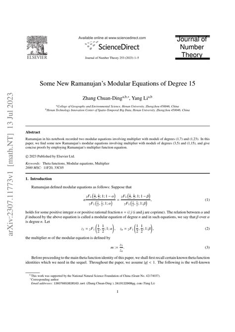 Pdf Some New Ramanujans Modular Equations Of Degree 15
