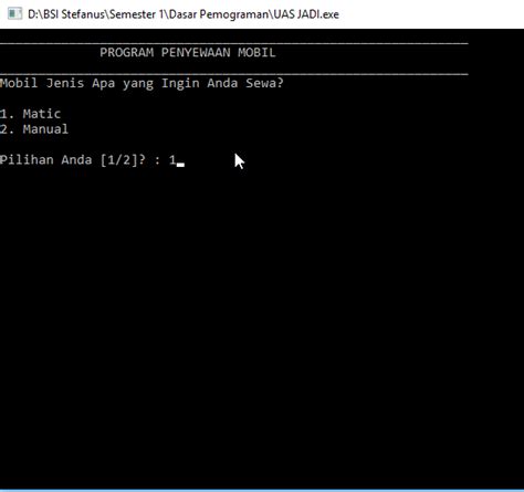 Program Rental Mobil Menggunakan C