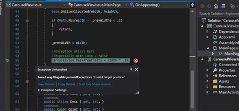 [bug] java lang illegalargumentexception in carouselview adjusting