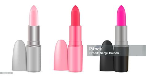 현대 립스틱 색상을 설정합니다 격리 된 벡터 일러스트 레이 션 메이크업 화장품 제품입니다 3차원 형태에 대한 스톡 벡터 아트 및 기타 이미지 Istock