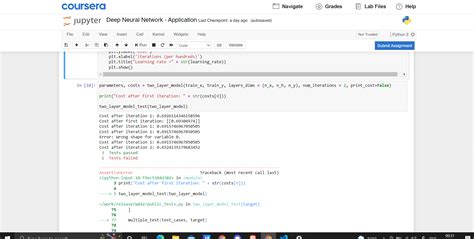 Course 1 Week 4 Assignment 2 Error In 2 Layer Model Neural