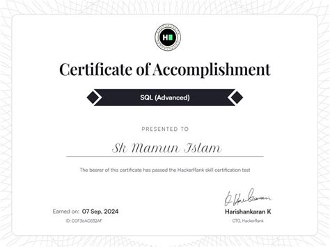Sk Mamun Islam On Linkedin Sql Dataanalytics Hackerrank